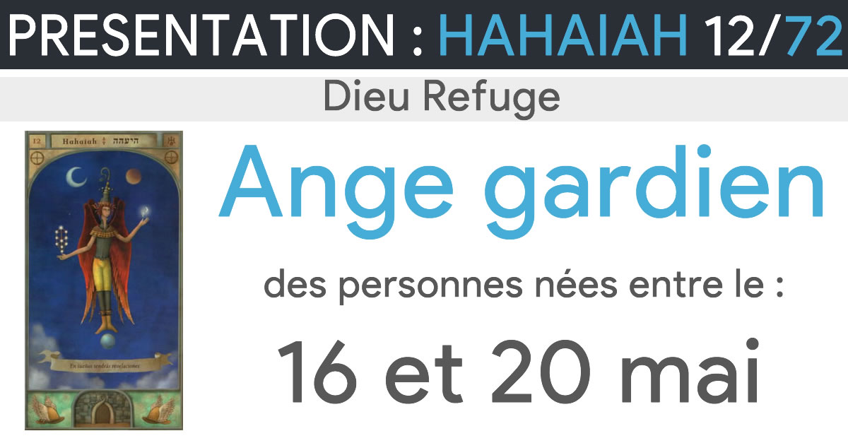 Ange Hahaiah Gardien du 16 au 20 mai Présentation et Prière